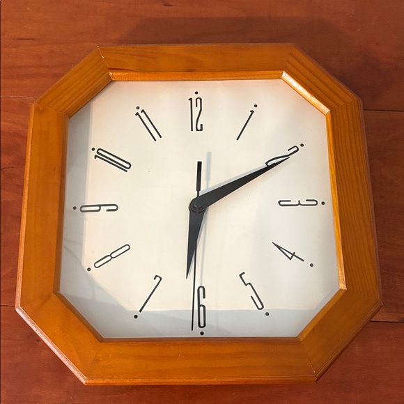 Vintage | Wall Decor | Vintage Wall Clock Medium Brown Wood Octagon ...